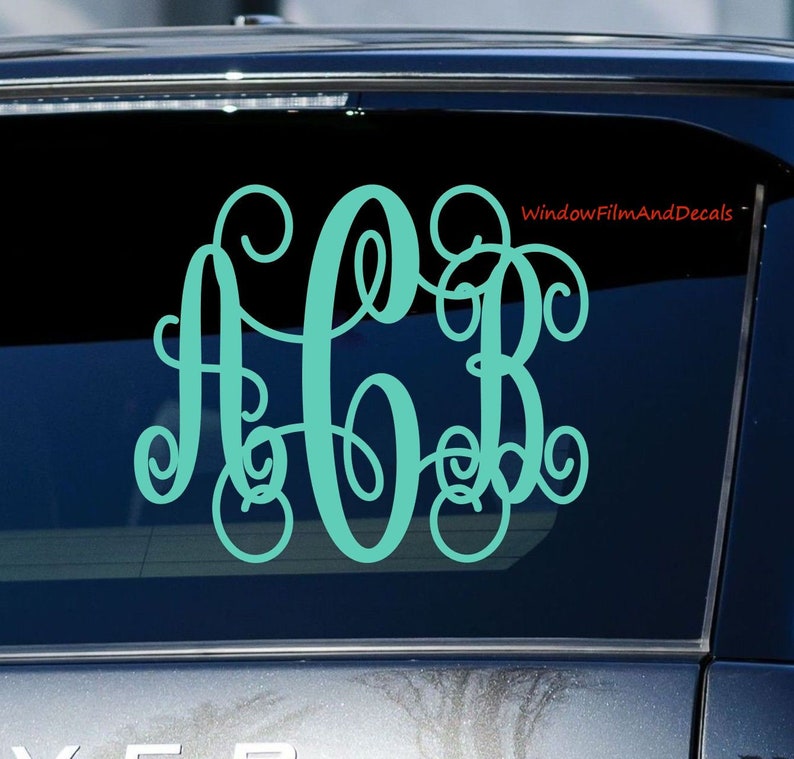 Custom Monogram Car Window Decal Script Vine Font - Etsy