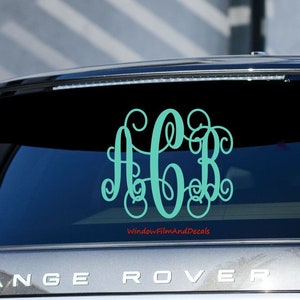 Custom Monogram Car Window Decal - Script Vine Font - Personalized ...