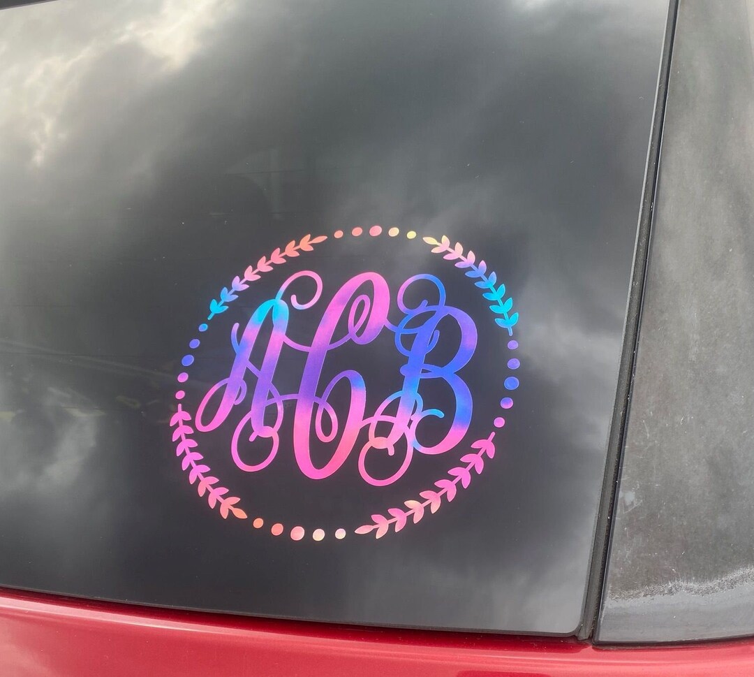 Bright Watercolor Custom Circle Monogram Car Truck Window Decal - Pink ...