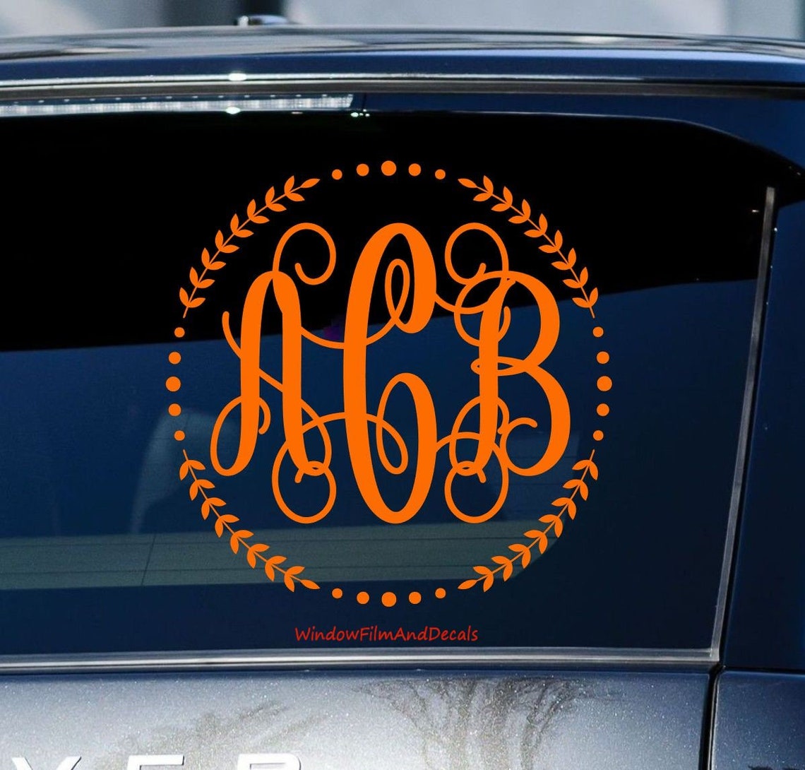 Custom Circle Vine Monogram Car Window Decal Personalized - Etsy