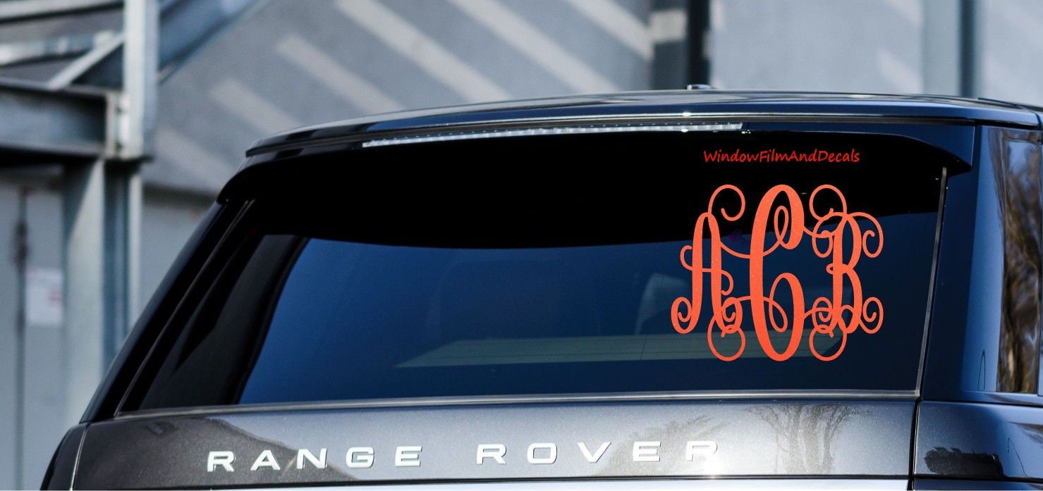 Glittery Custom Monogram Car Window Decal Script Vine Personalized ...