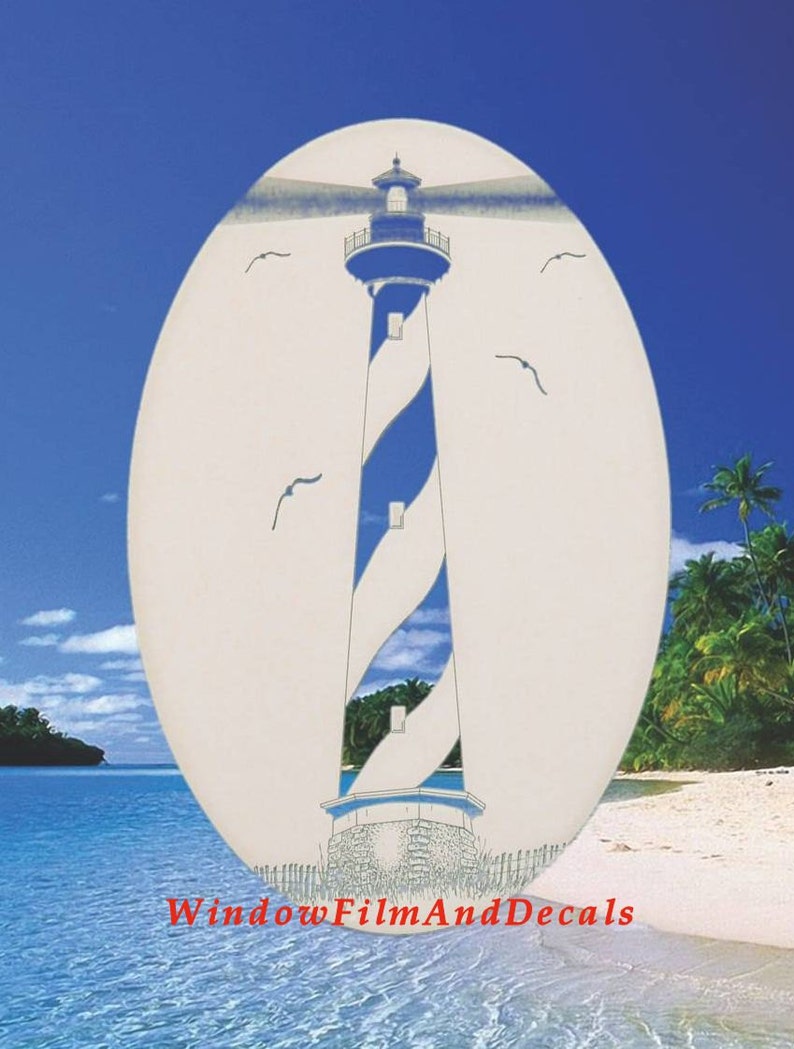 Hatteras Lighthouse Oval Static Cling Window Decal 21" X 33" - White W ...
