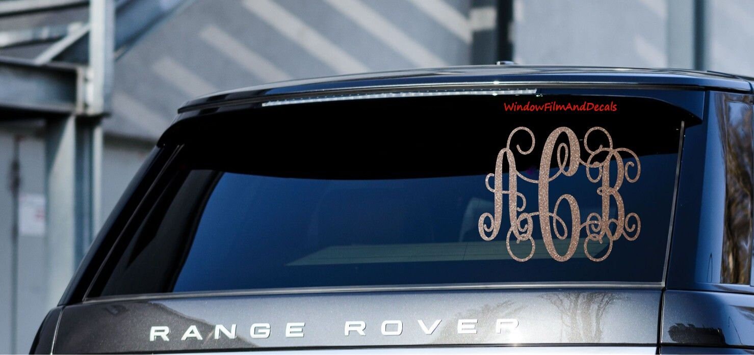Glittery Custom Monogram Car Window Decal Script Vine | Etsy