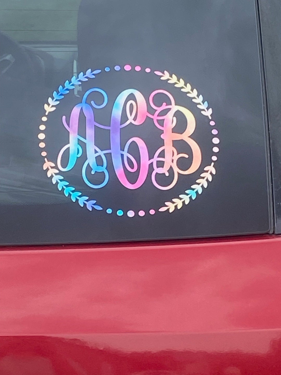 Pastel Watercolor Custom Circle Monogram Car Truck Window Decal - Pink ...