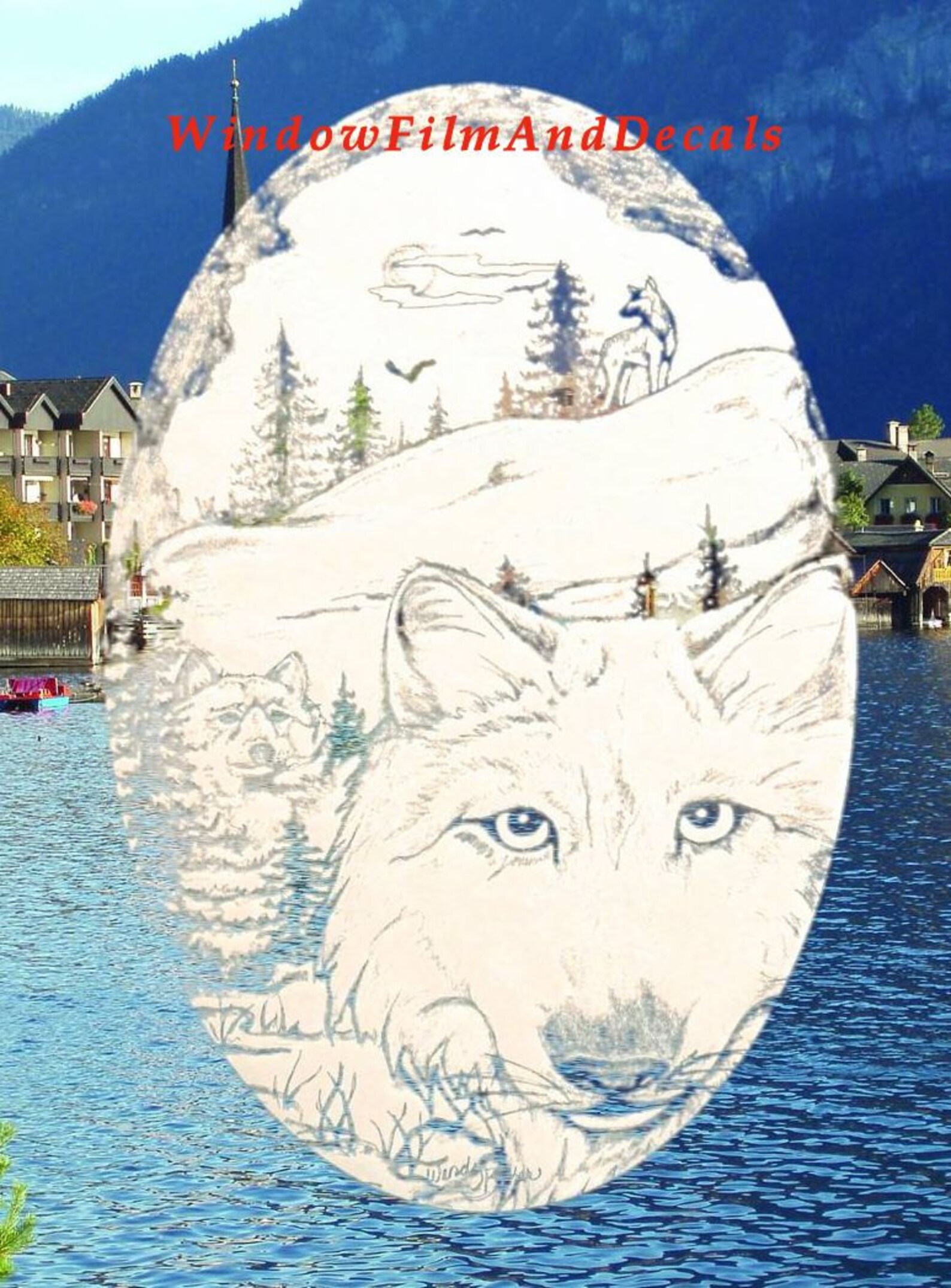 Wolf Scene Oval Static Cling Window Decal 8 X 12 - Etsy