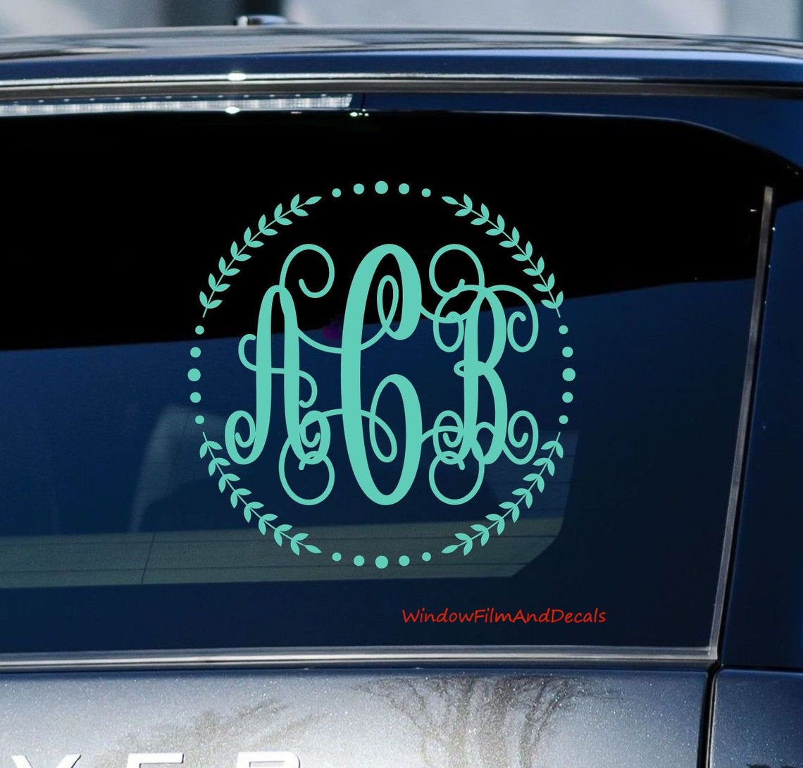Custom Circle Vine Monogram Car Window Decal Personalized - Etsy