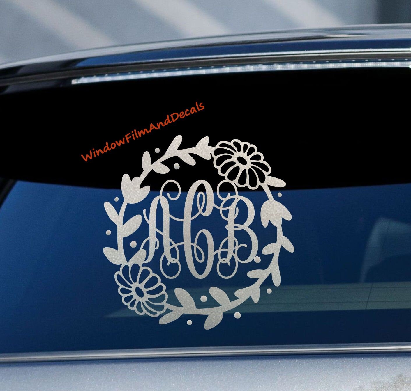 Glittery Custom Daisy Vine Monogram Car Window Decal Vine - Etsy