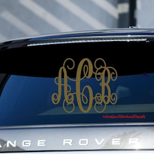 Custom Monogram Car Window Decal - Script Vine Font - Personalized ...