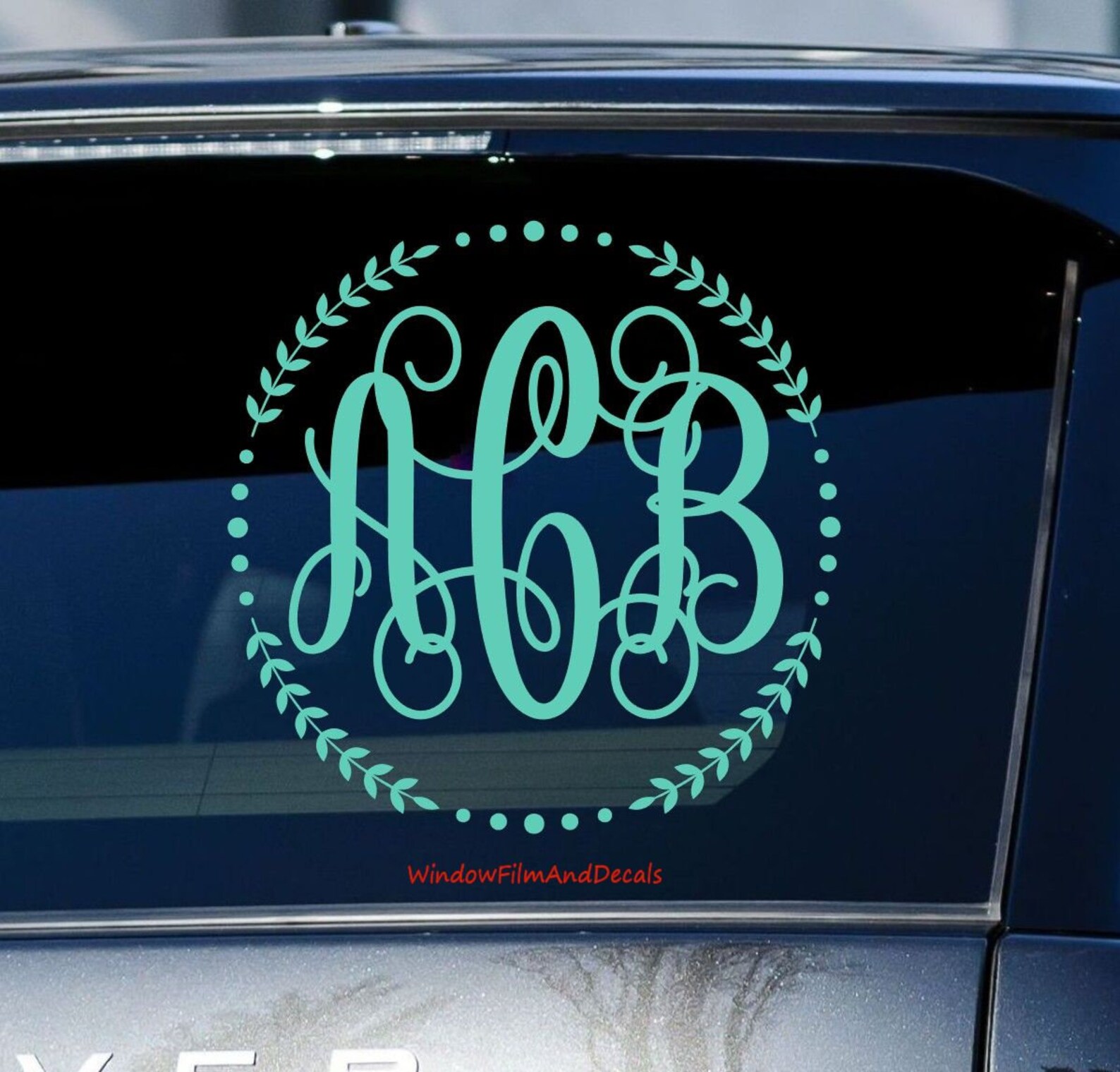 Custom Circle Vine Monogram Car Window Decal Personalized - Etsy