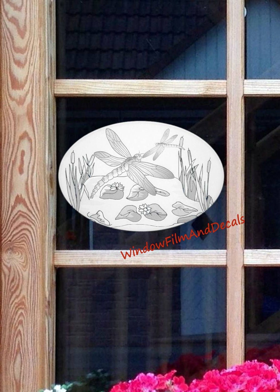 Dragonfly Scene Oval Static Cling Window Decal 6 X - Etsy