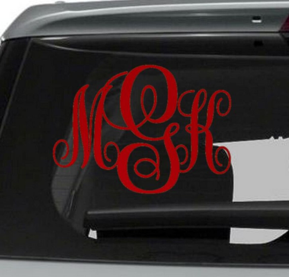 Custom Monogram Car Window Decal Vine Font Personalized - Etsy