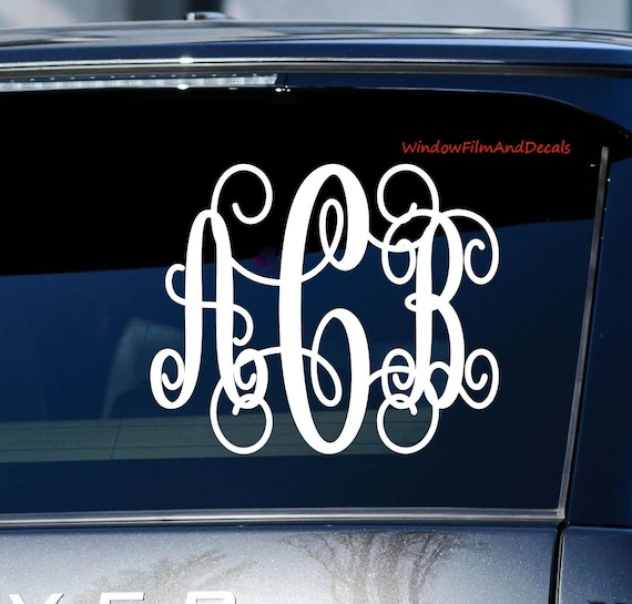 Custom Monogram Car Window Decal Script Vine Font Personalized Initials Stickers Etsy