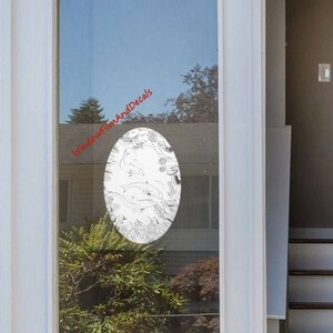 Dolphin Scene Oval Static Cling Window Decal 8" X 12" - White W/clear ...