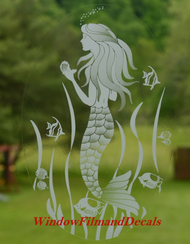 Mermaid Oval Static Cling Window Decal 8 X 12 - Etsy