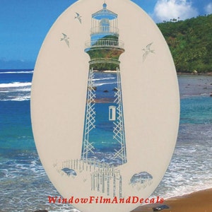 Lighthouse Oval Static Cling Window Decal 15" X 23" - White W/clear ...