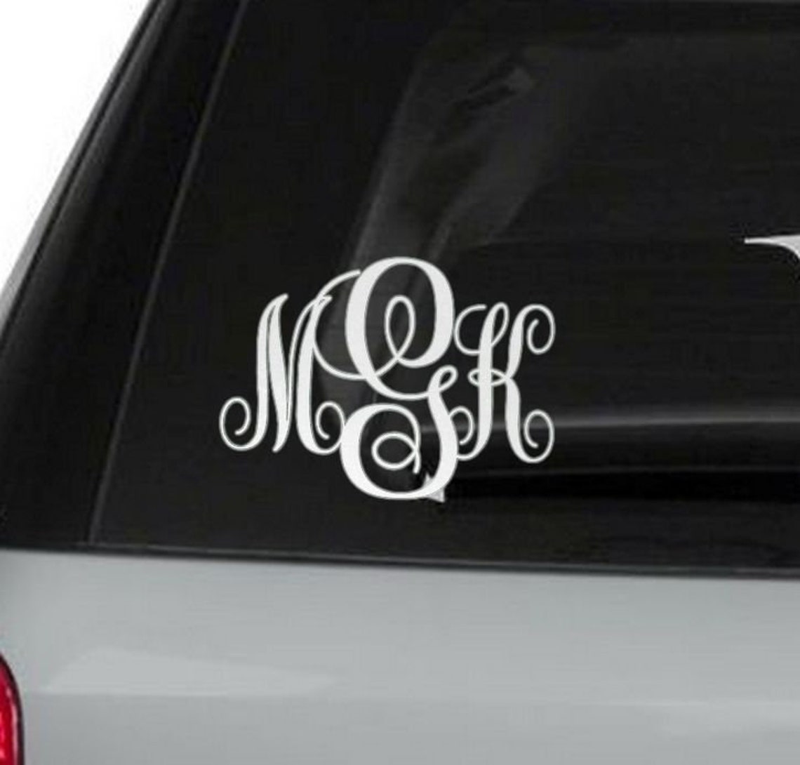 Custom Monogram Car Window Decal Vine Font Personalized - Etsy