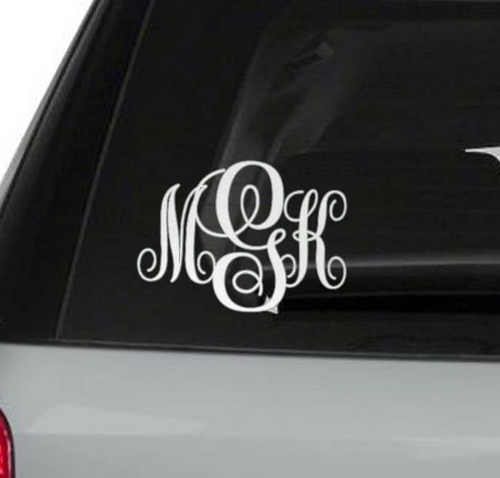 Custom Monogram Car Window Decal Vine Font Personalized - Etsy