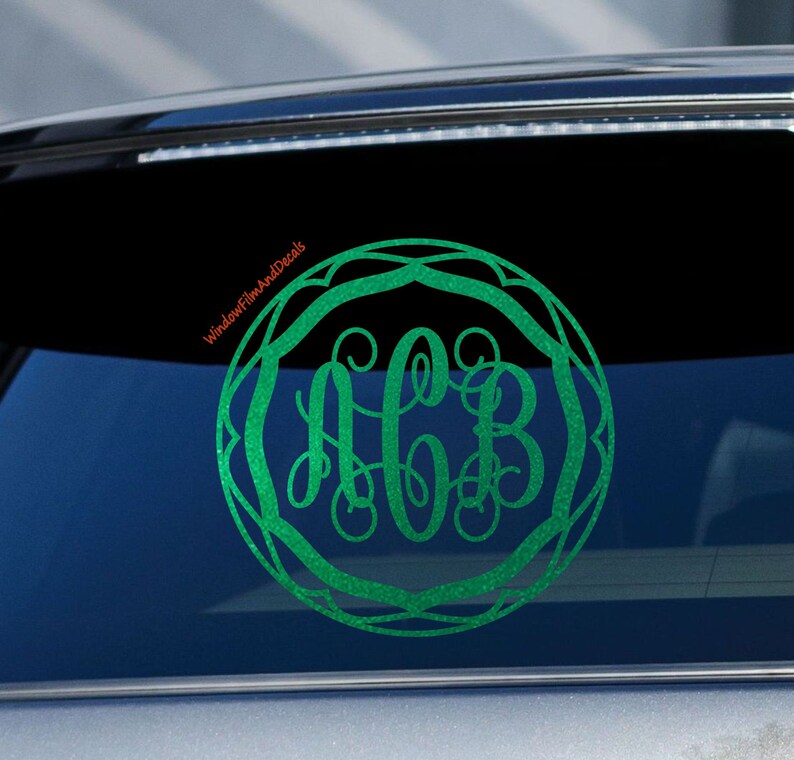 Glittery Custom Pretty Frame Monogram Car Window Decal Vine - Etsy