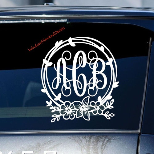 Custom Monogram Car Window Decal Vine Font Personalized - Etsy