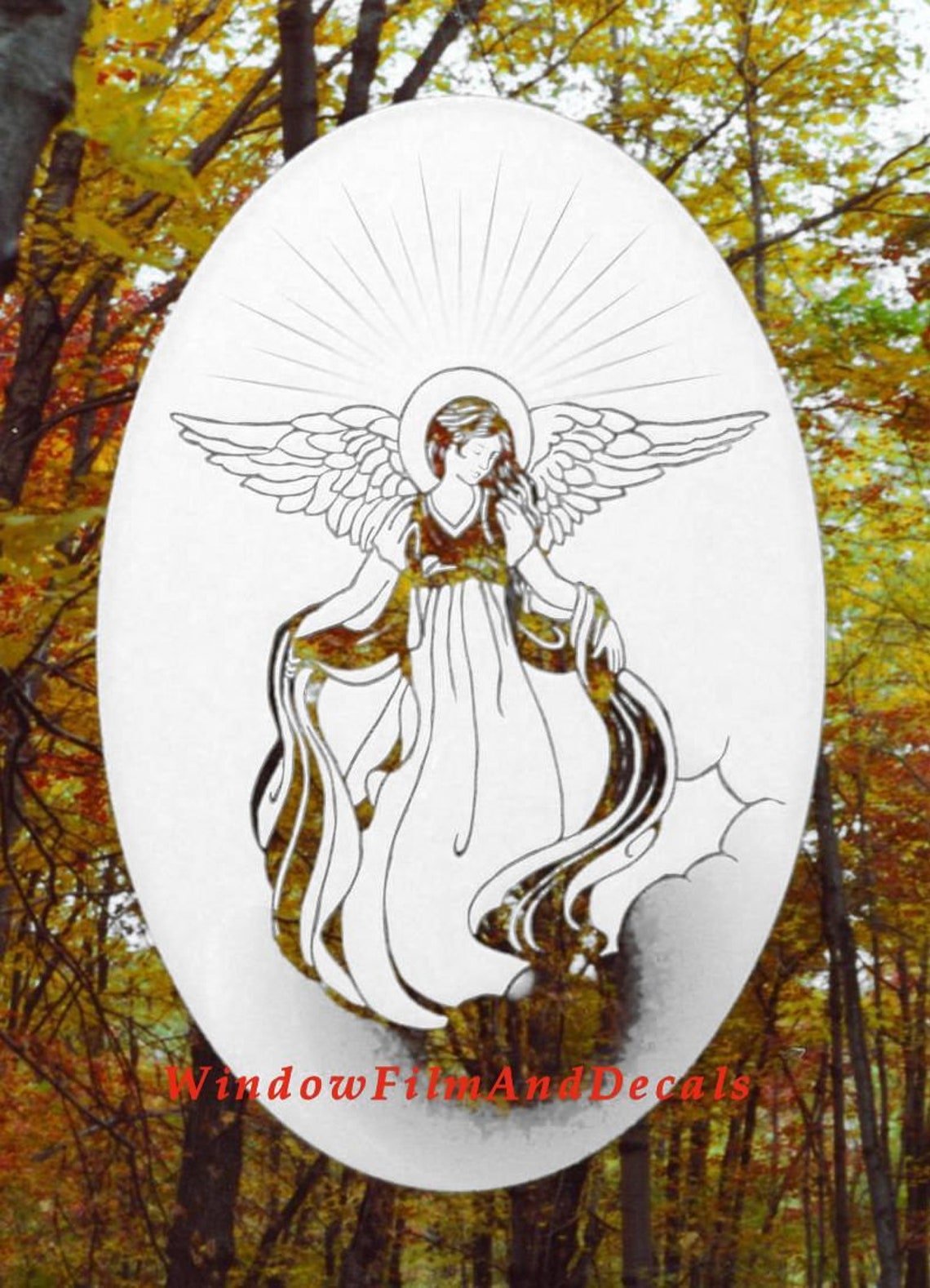 Angel Oval Static Cling Window Decal 15 x 23 | Etsy