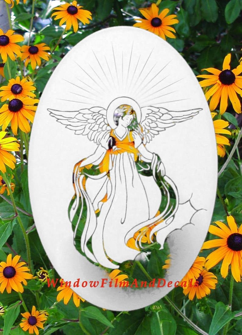 Angel Oval Static Cling Window Decal 10.5 X 16 - Etsy