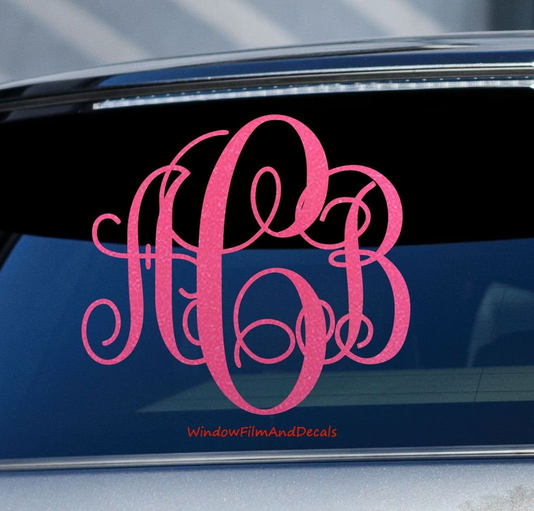 Glittery Custom Monogram Car Window Decal Vine Personalized Initials ...
