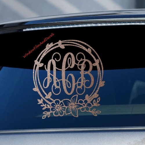 Glittery Custom Monogram Car Window Decal Script Vine - Etsy