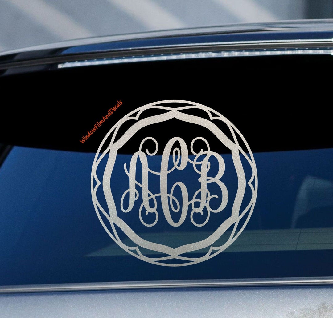 Glittery Custom Pretty Frame Monogram Car Window Decal Vine ...