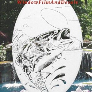 Bass Scene Oval Static Cling Window Decal 4" X 6" - White W/clear ...