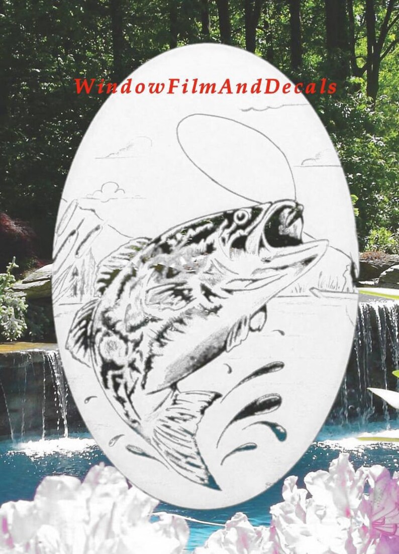 Bass Scene Oval Static Cling Window Decal 4 X 6 - Etsy