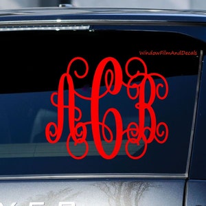 Custom Monogram Car Window Decal - Script Vine Font - Personalized ...