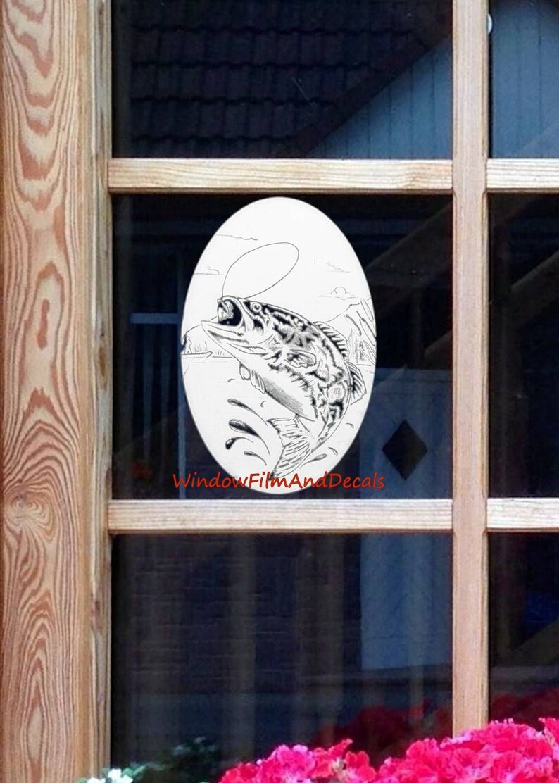 Bass Scene Oval Static Cling Window Decal 4 X 6 - Etsy