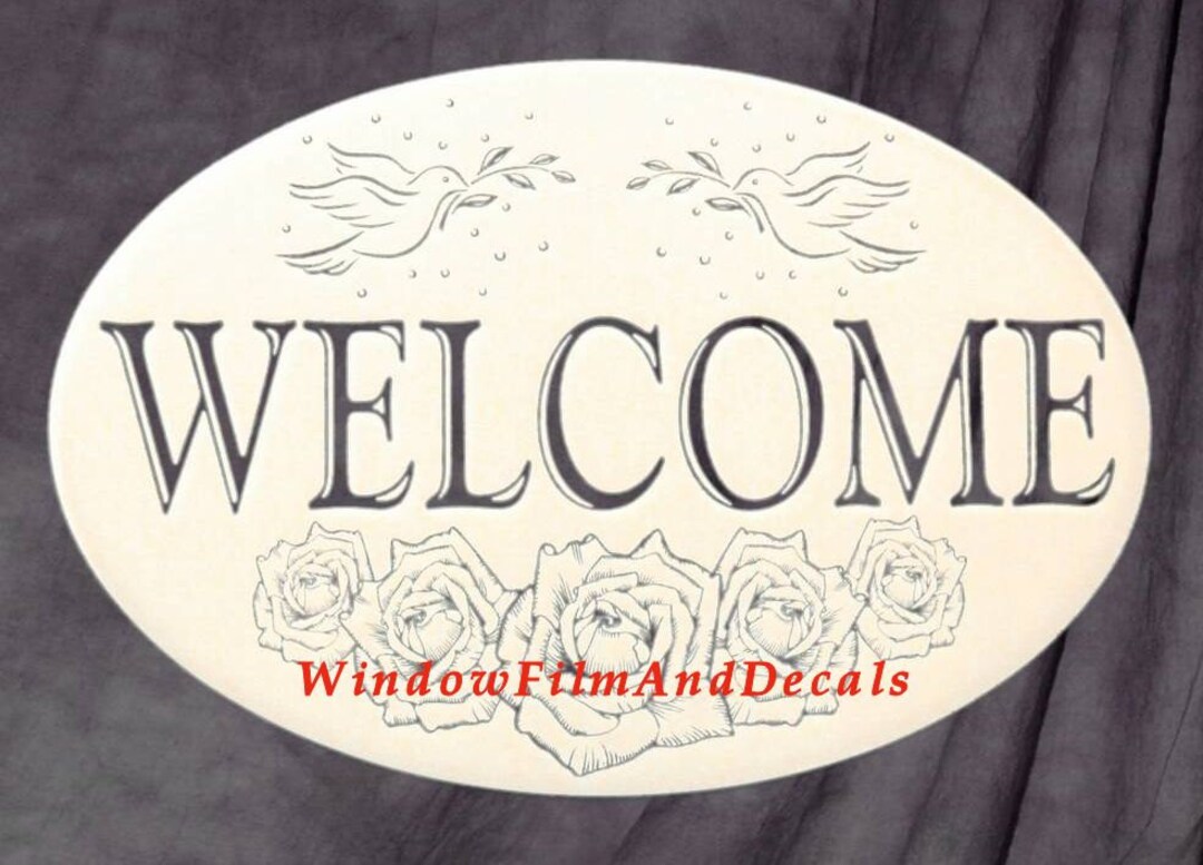 Welcome Sign Oval Static Cling Window Decal 16" X 10.5" - White W/clear ...