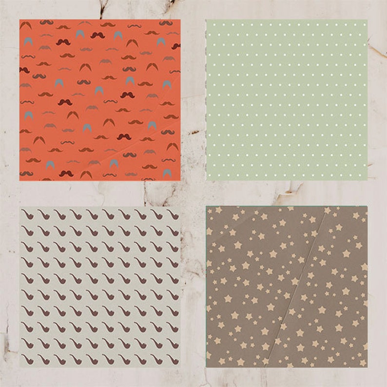 Hipster Paper Pack Antler Digital Paper Mustache Papers - Etsy