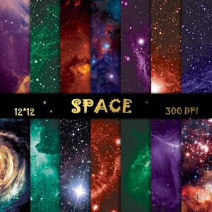 Space Paper Pack Galaxy Digital Paper Stars Background Space - Etsy