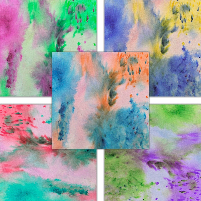 Summer Watercolor Textures Watercolor Digital Papers Tie dye | Etsy
