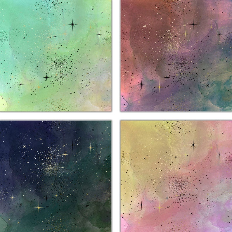 Watercolor Galaxy Paper Space Digital Paper Stars Background - Etsy
