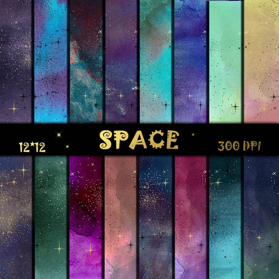 Watercolor Galaxy Paper Space Digital Paper Stars Background | Etsy