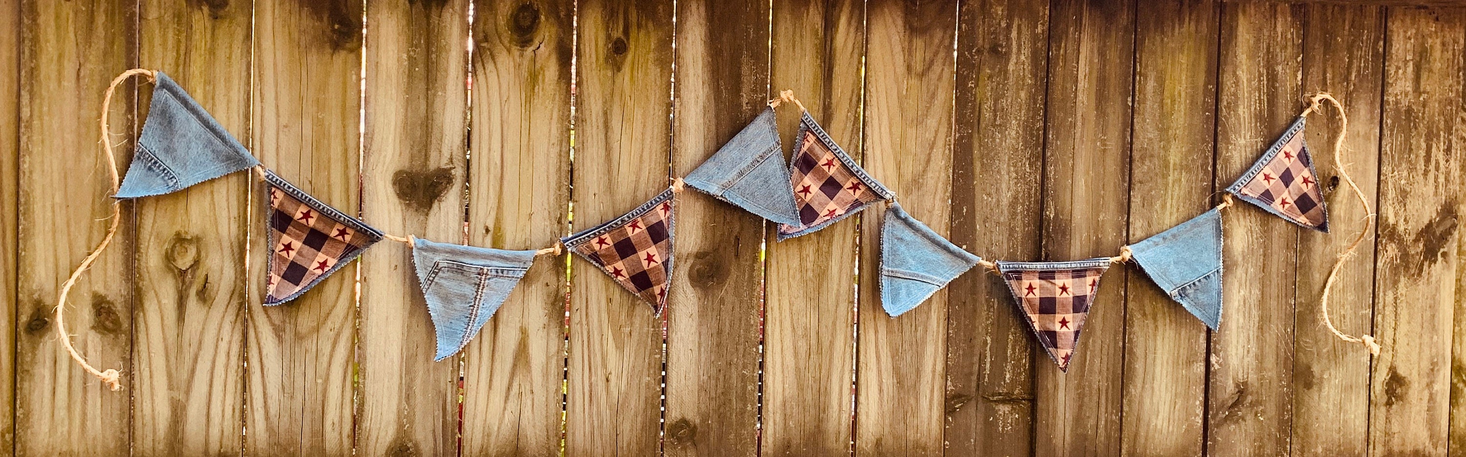 Recycled Denim Flag Banner - Etsy