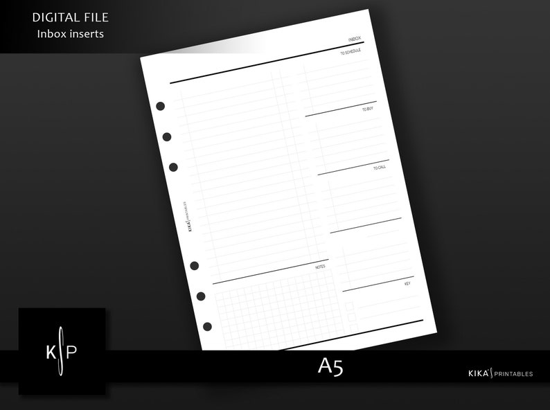 Inbox Printable Planner Insert A5 | Inbox Tracker, PDF Inbox Template ...