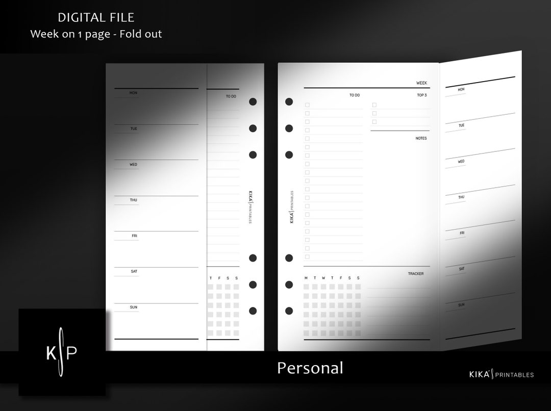 Weekly Fold Out Undated - Personal Size Printable Planner Inserts ...