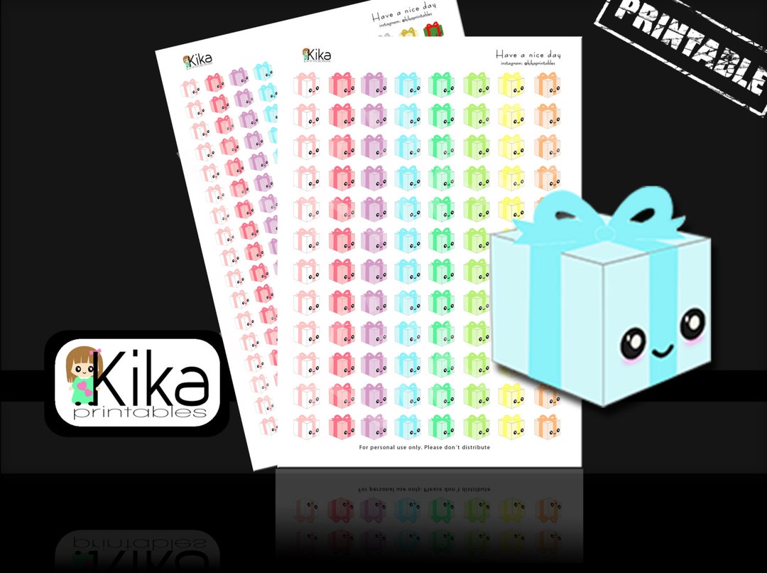 Printable Stickers | Kawaii Present Planner Sticker | Gifts Reminder ...