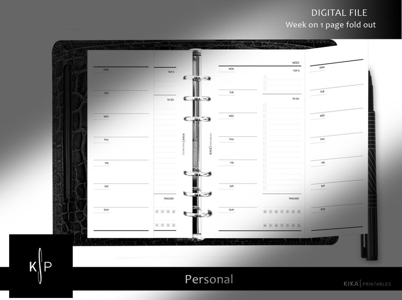 Weekly Fold Out Undated - Personal Size Printable Planner Inserts ...