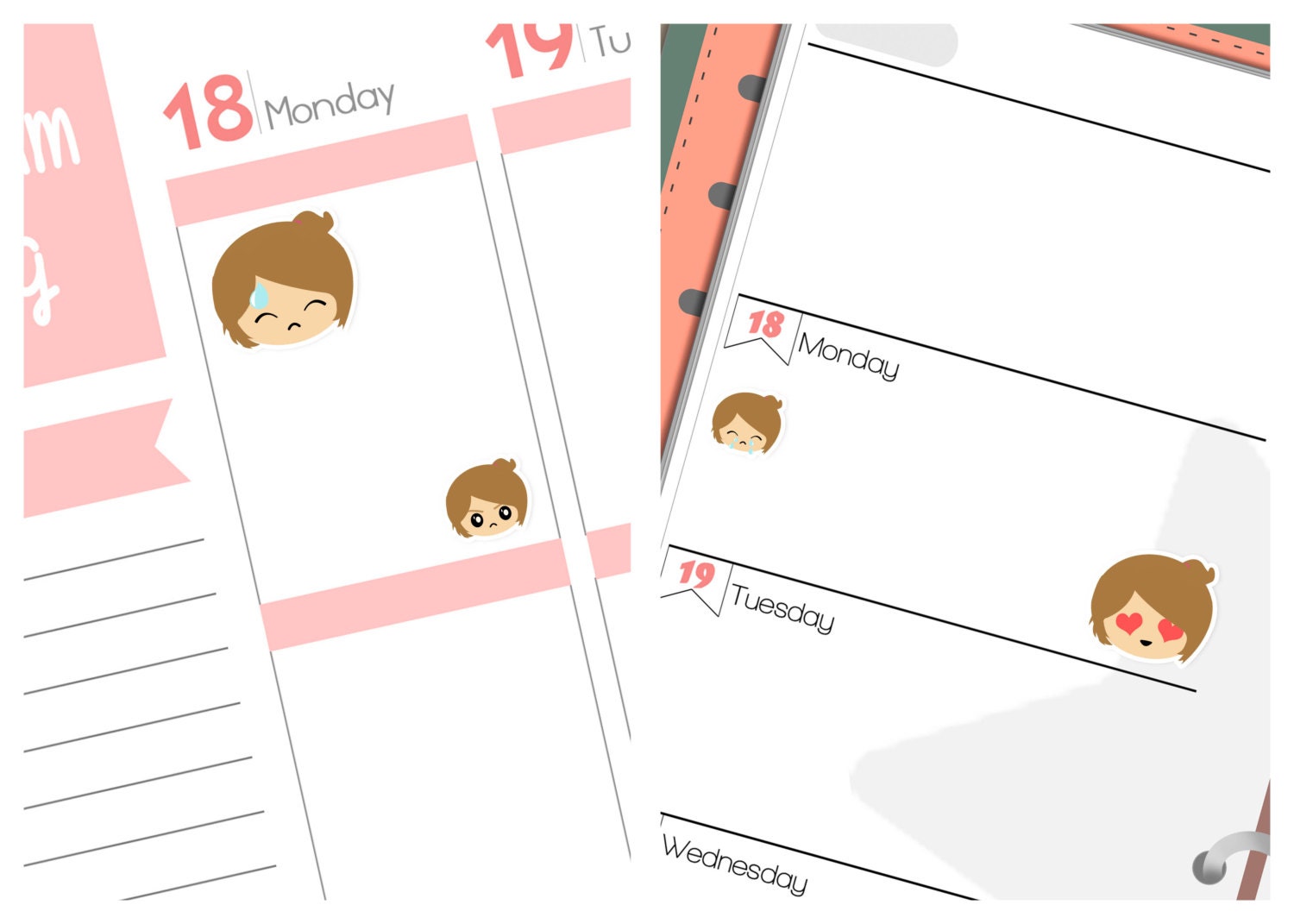 Printable Stickers | Kawaii Emoti Planner Sticker | Kika Emotion 001 ...