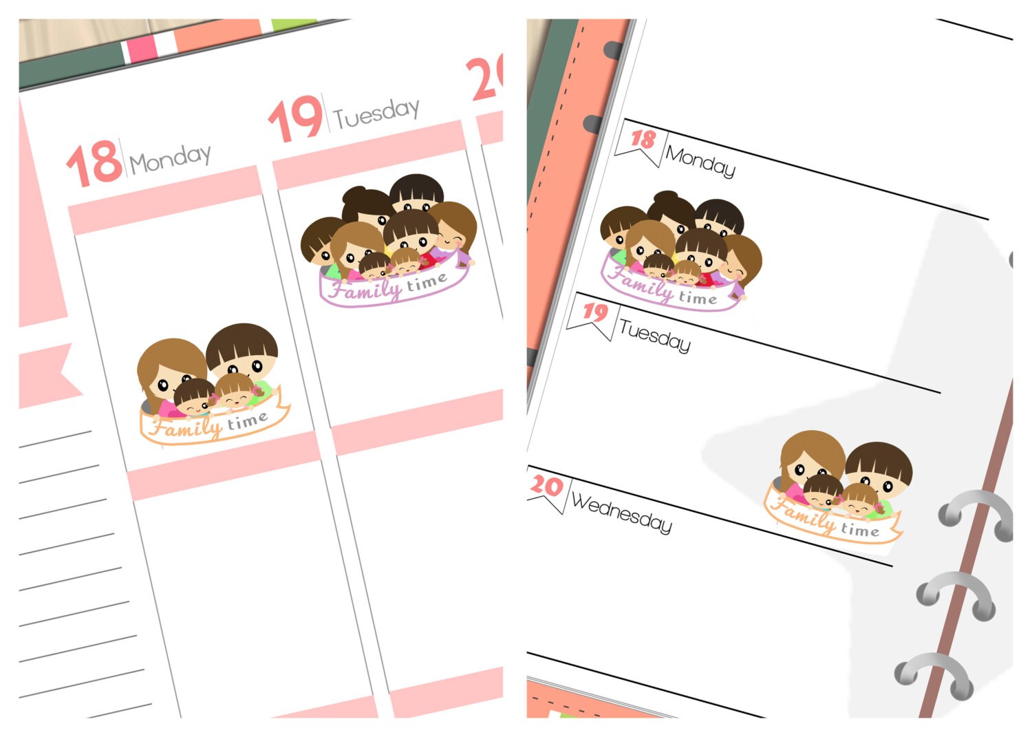 Printable Stickers | Kawaii Family Time Planner Sticker | Family ...