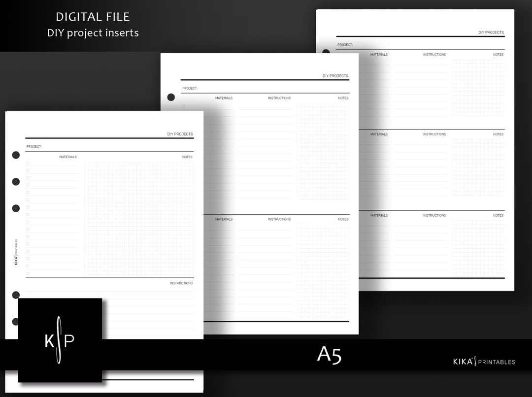 DIY Project Planner Insert - Minimal A5 Printable - Craft Project ...