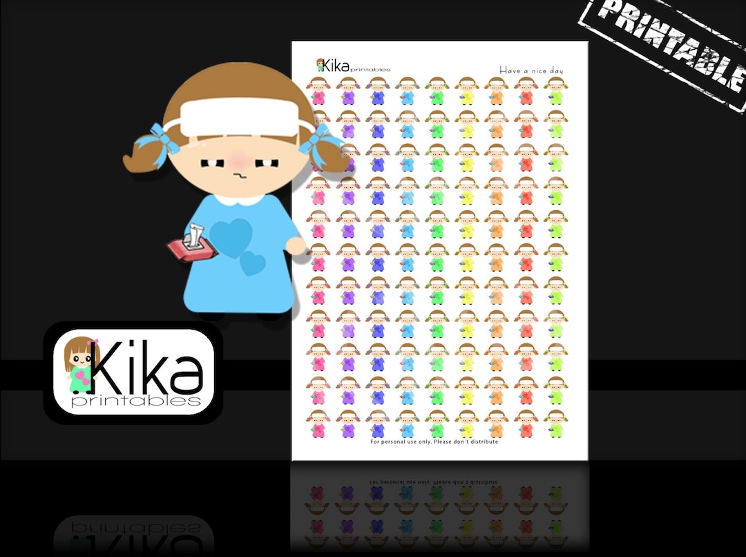 Sick Day Planner Stickers PRINTABLE | Cute Sick Little Girl for Filofax ...
