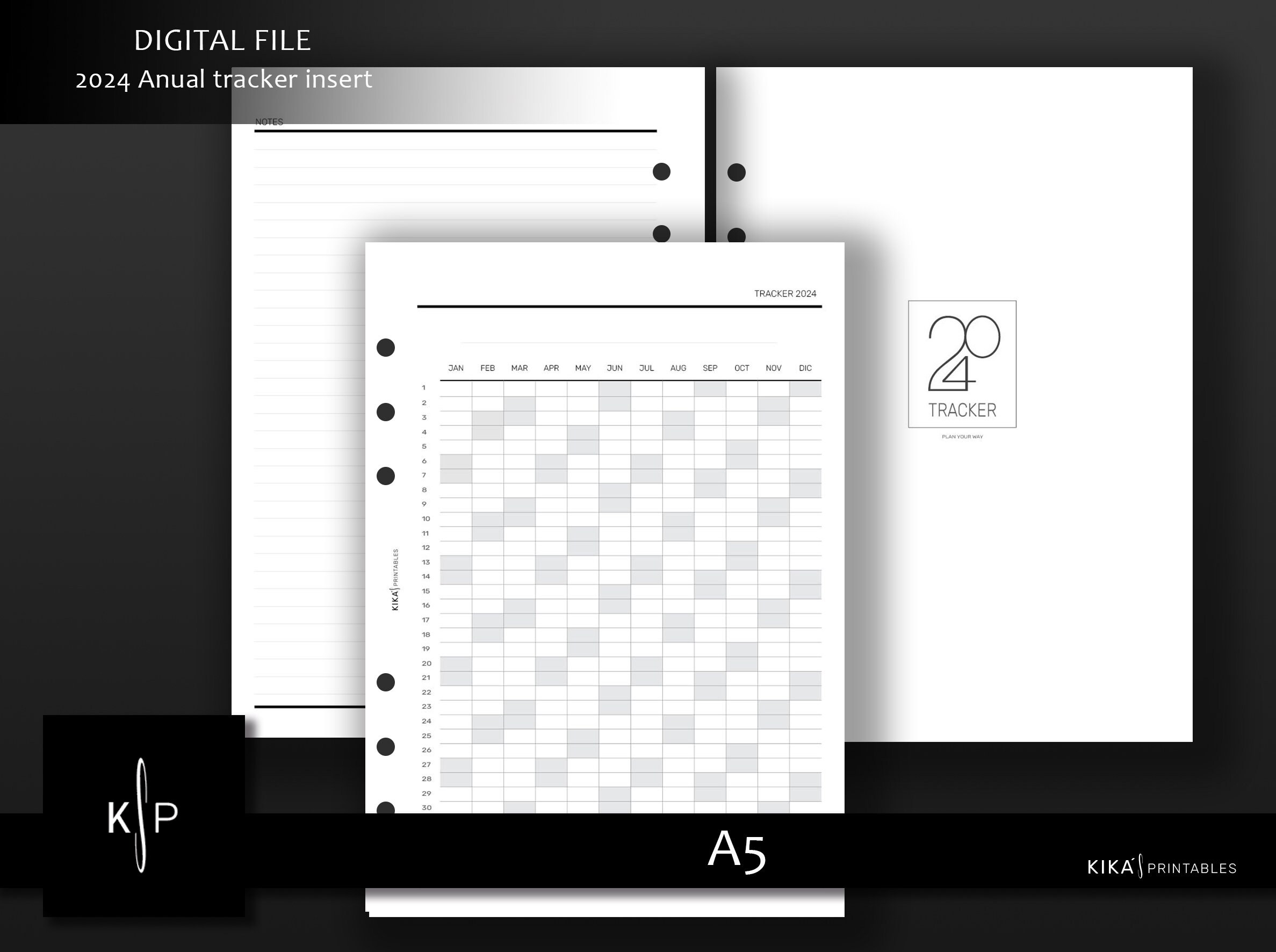 2024 Year Tracker A5 Printable Habit Tracker Yearly Overview Mood ...