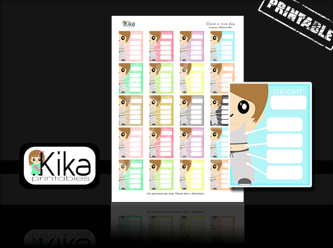 Printable Stickers | Weight Loss Sidebar Stickers | Weekly Weight ...