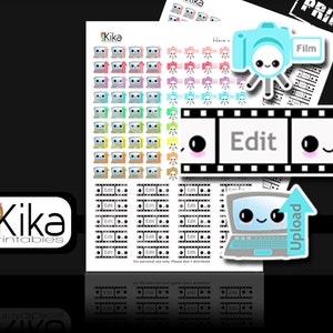 Film, Edit, Upload Planner Stickers PRINTABLE | Youtube Kawaii Stickers ...